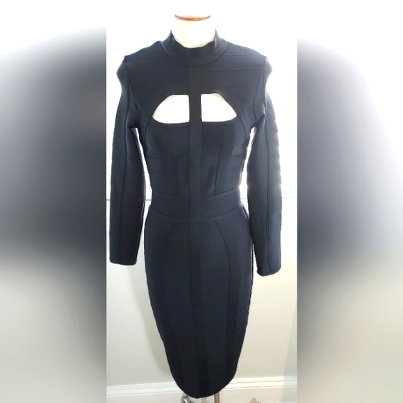 No Name Brand | Dresses | No Name Black Body Con Dress With Front Cut ...